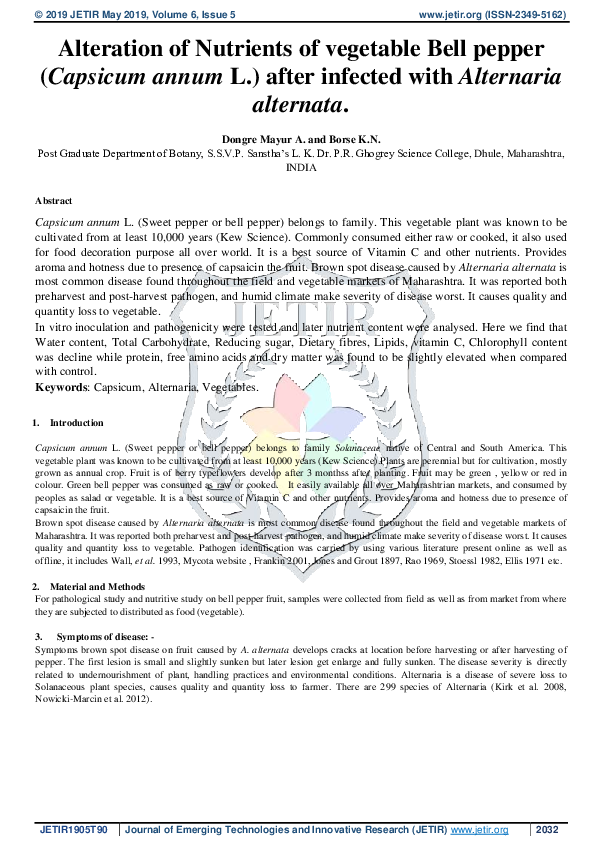(PDF) Alteration of Nutrients of vegetable Bell pepper (Capsicum annum ...