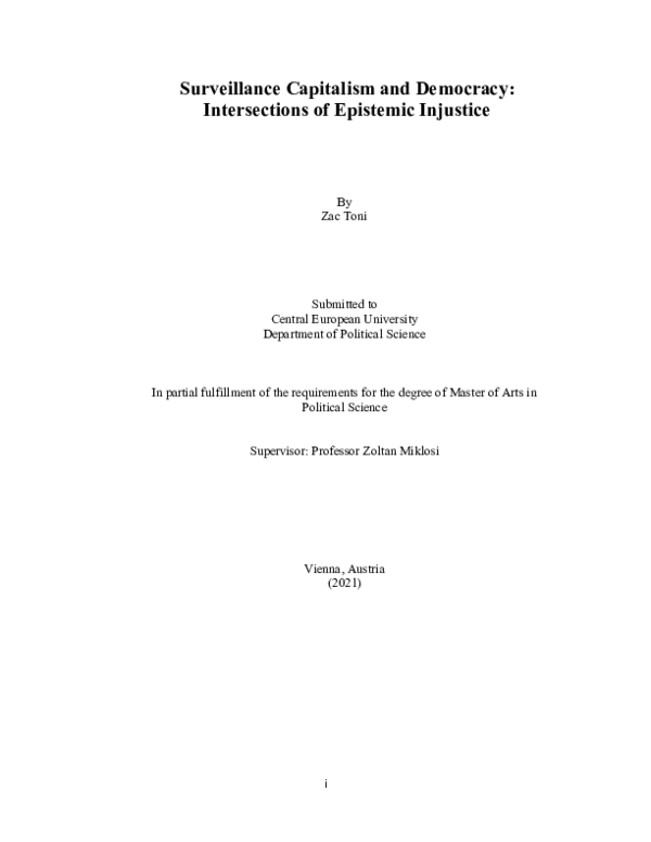 (PDF) Surveillance Capitalism & Democracy: Intersections of Epistemic ...