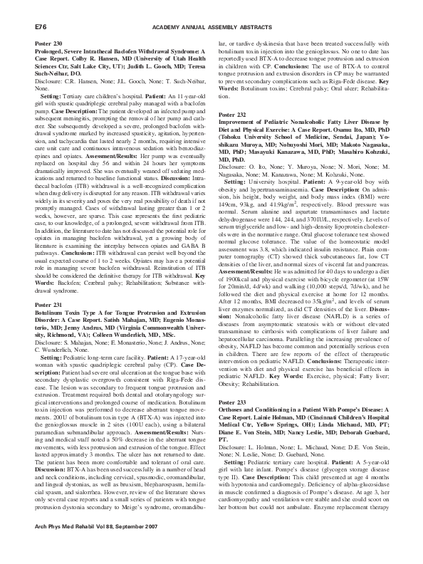 (PDF) Poster 231: Botulinum Toxin Type A for Tongue Protrusion and ...