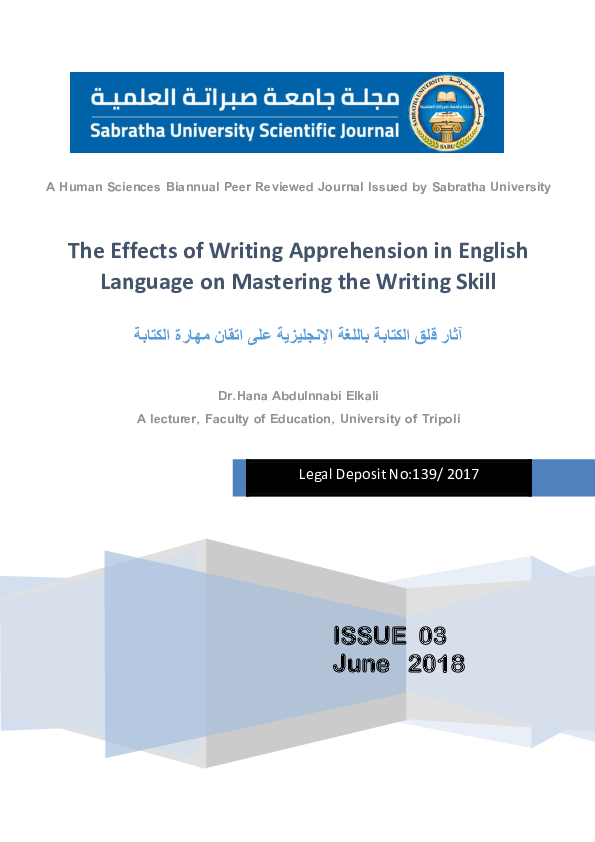 (PDF) The Effects of Writing Apprehension in English Language on ...