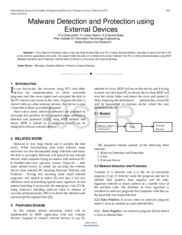 (PDF) Malware Detection and Protection using External Devices