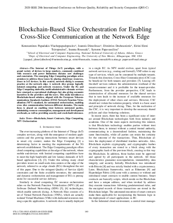 (PDF) Blockchain-Based Slice Orchestration for Enabling Cross-Slice Communication at the Network ...