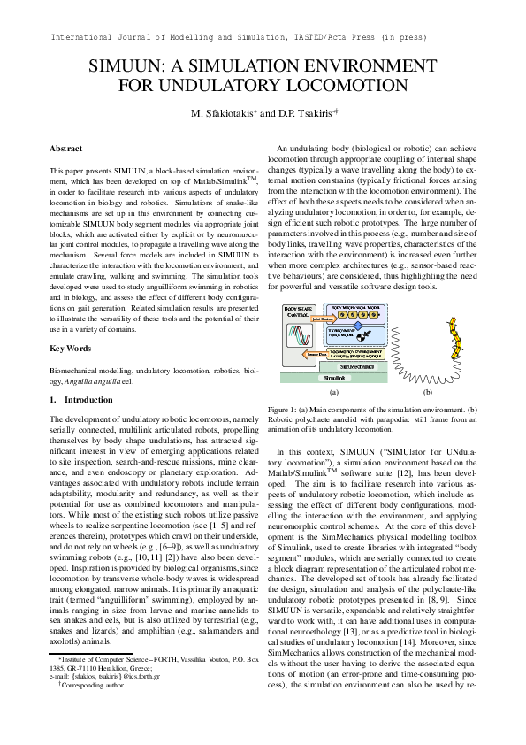 (PDF) Simuun: A Simulation Environment for Undulatory Locomotion