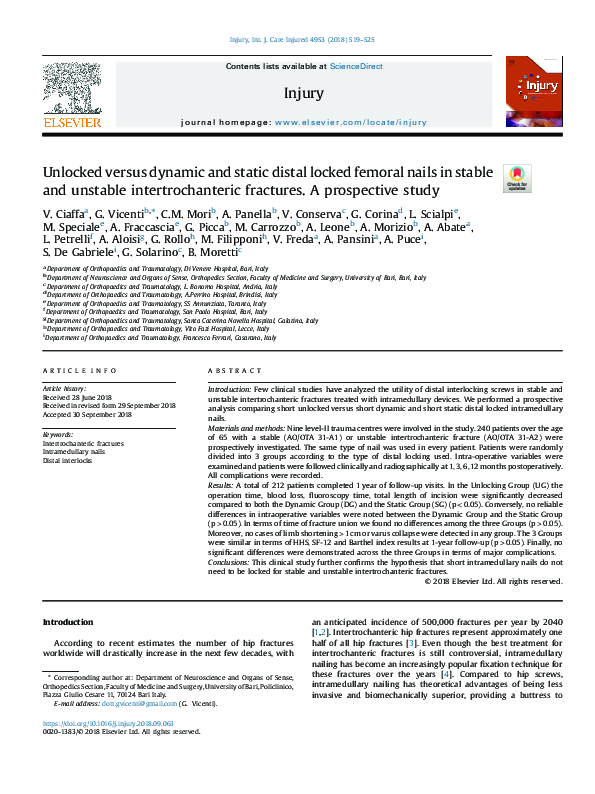 (PDF) Unlocked versus dynamic and static distal locked femoral nails in ...
