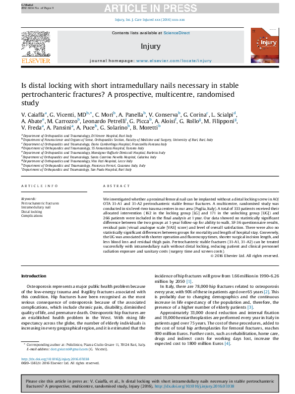 (PDF) Is distal locking with short intramedullary nails necessary in ...