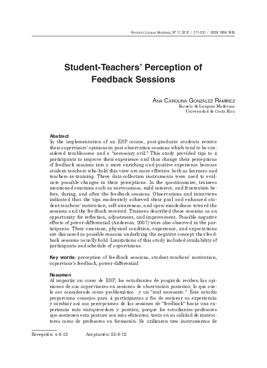 (PDF) Transforming Student-Teachers' Feedback Views