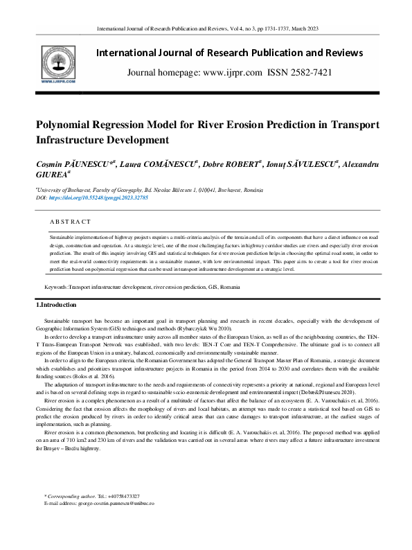 (PDF) Polynomial Regression Model for River Erosion Prediction in Transport Infrastructure ...