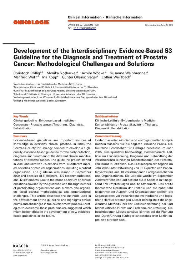 (PDF) Development of the Interdisciplinary Evidence-Based S3 Guideline ...