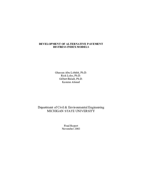 (PDF) Development of alternative pavement distress index models