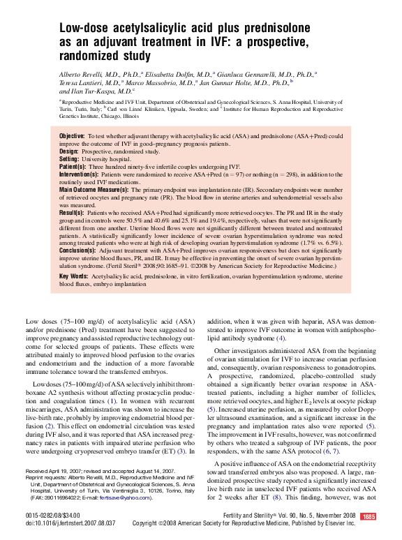 (PDF) Low-dose acetylsalicylic acid plus prednisolone as an adjuvant ...