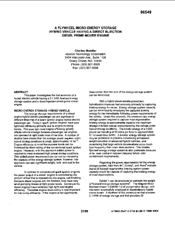(PDF) A flywheel micro-energy storage hybrid vehicle having a direct ...