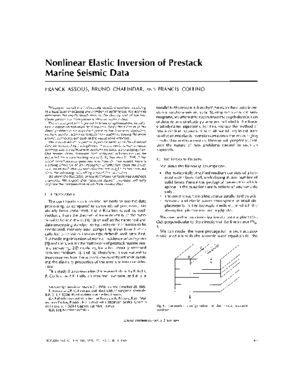 (PDF) Nonlinear elastic inversion of prestack marine seismic data