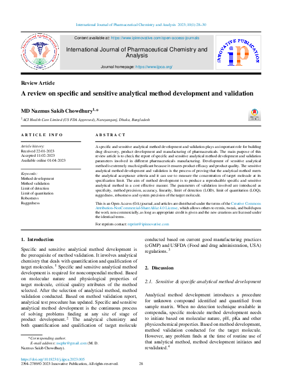(PDF) A review on specific and sensitive analytical method development ...