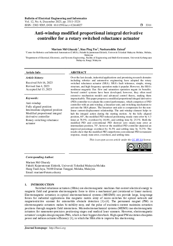 Pdf Anti Windup Modified Proportional Integral Derivative Controller 4537