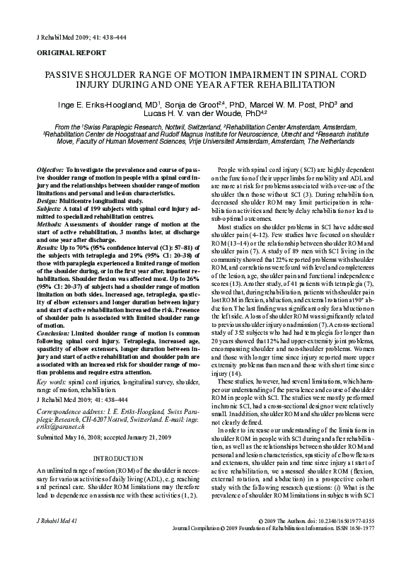 (PDF) Passive shoulder range of motion impairment in spinal cord injury ...