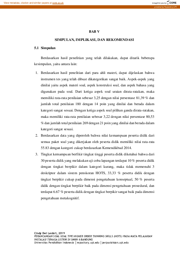 (PDF) Perancangan Soal-Soal Tipe Higher Order Thinking Skills (Hots) Pada Mata Pelajaran ...