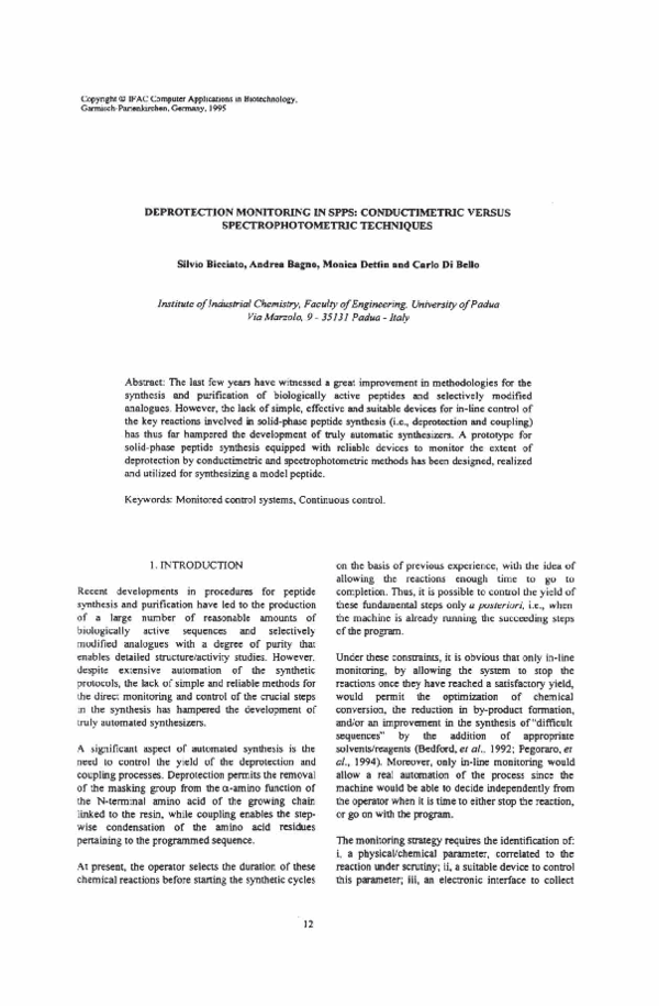 (PDF) Deprotection Monitoring in SPPS: Conductimetric Versus ...