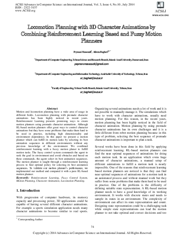 (PDF) Locomotion Planning with 3D Character Animations by Combining Reinforcement Learning Based ...