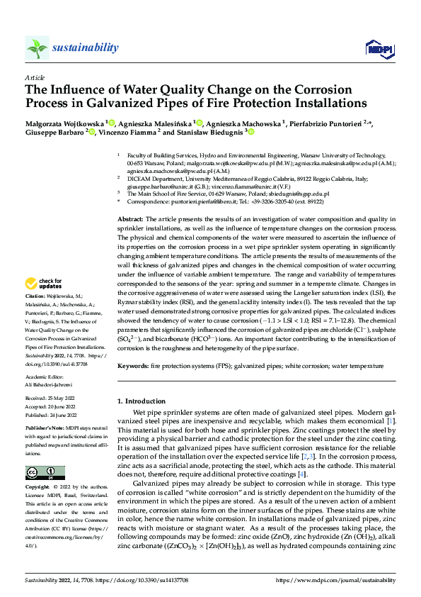 (PDF) The Influence of Water Quality Change on the Corrosion Process in ...