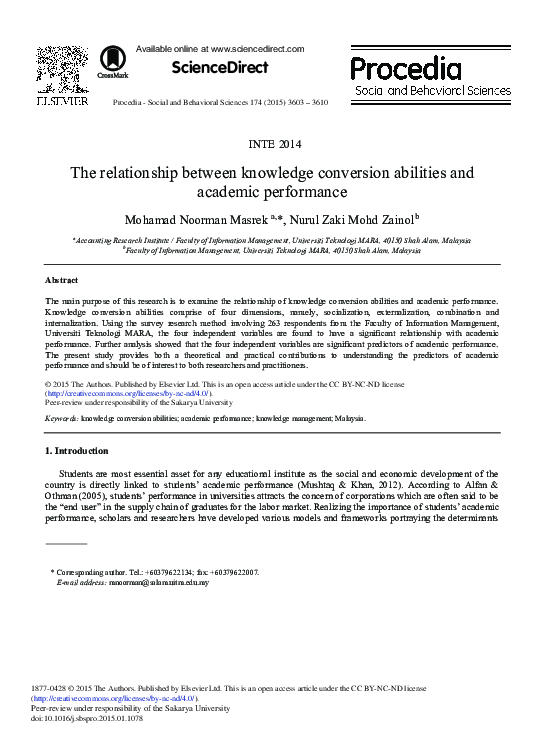 (PDF) The relationship between knowledge conversion abilities and ...