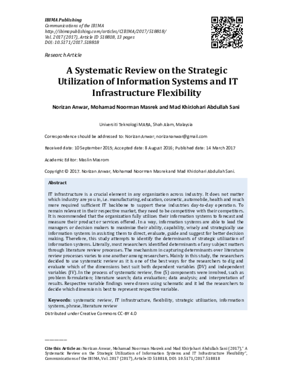 (PDF) A Systematic Review on the Strategic Utilization of Information Systems and IT ...