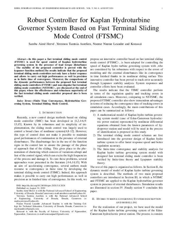 (PDF) Robust Controller for Kaplan Hydroturbine Governor System Based ...