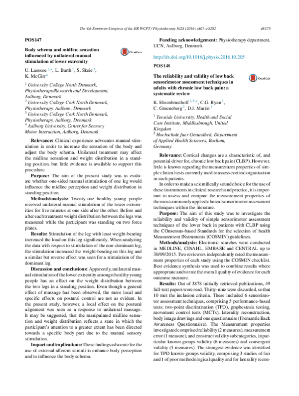 (PDF) Validating Sensorimotor Assessments in CLBP