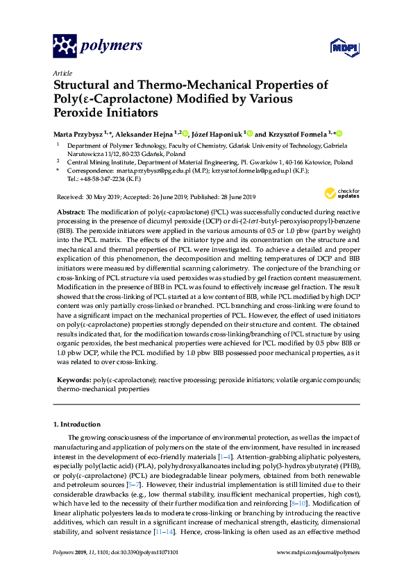 (PDF) Structural and Thermo-Mechanical Properties of Poly(ε ...