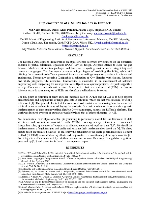 (PDF) Implementation of a XFEM toolbox in Diffpack | Naim Hossain - Academia.edu