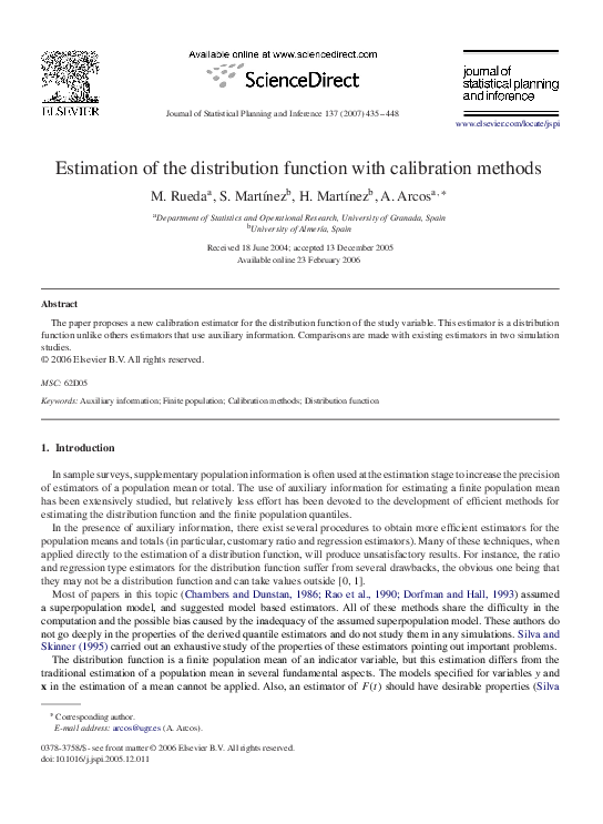 (PDF) Estimation of the distribution function with calibration methods