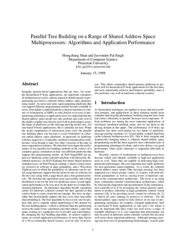 (PDF) Parallel tree building on a range of shared address space multiprocessors: algorithms and ...