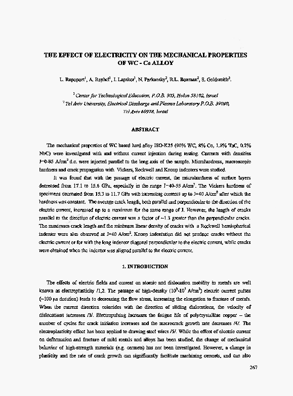 (PDF) THE EFFECT OF ELECTRICITY ON THE MECHANICAL PROPERTIES OF WC-Co ALLOY