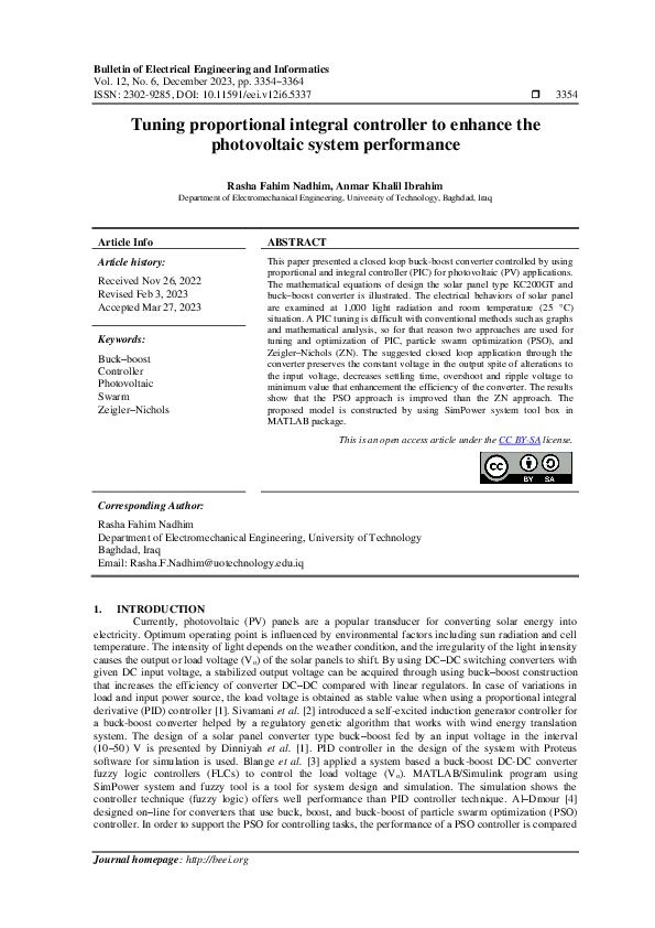 Pdf Tuning Proportional Integral Controller To Enhance The