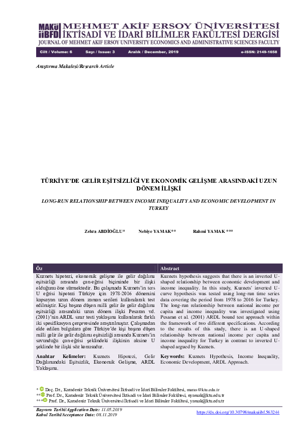 (PDF) Long-Run Relationship Between Income Inequality and Economic ...