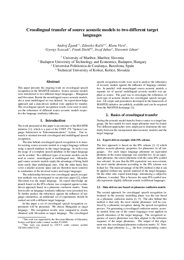 (PDF) Crosslingual transfer of source acoustic models to two different ...
