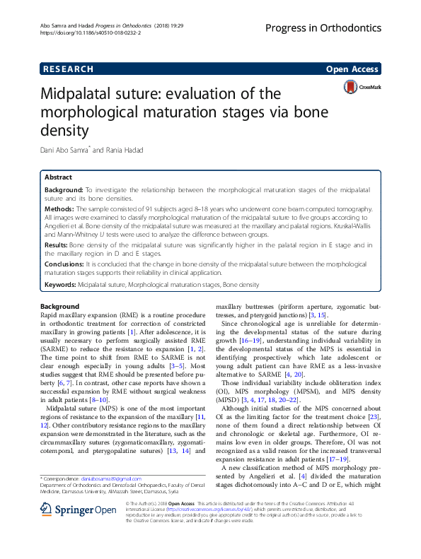 (PDF) Midpalatal suture: evaluation of the morphological maturation ...