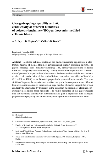 (PDF) Charge-trapping capability and AC conductivity at different humidities of poly ...
