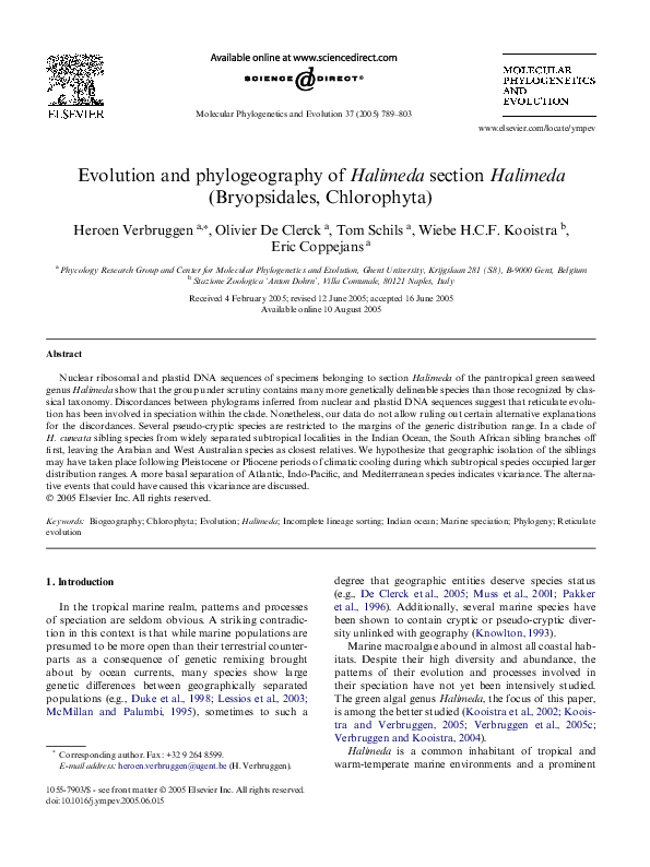 (PDF) Evolution and phylogeography of Halimeda section Halimeda ...