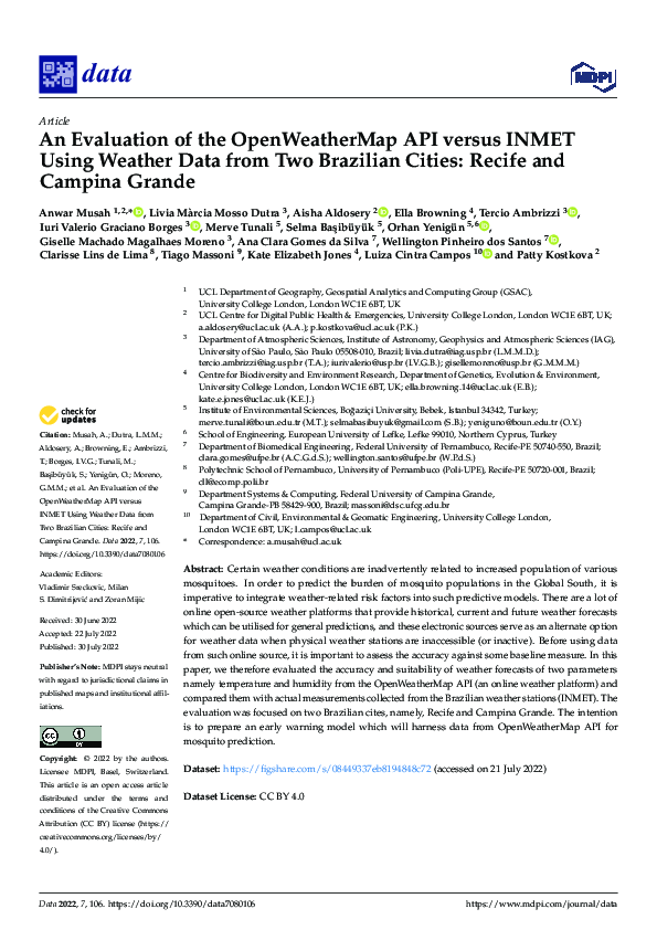 (PDF) An Evaluation of the OpenWeatherMap API versus INMET Using ...