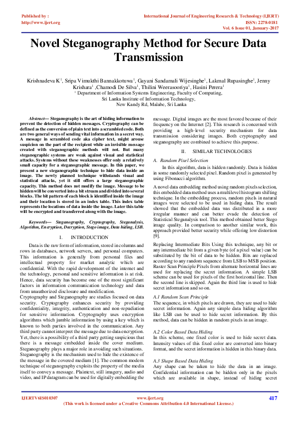 (PDF) Novel Steganography Method for Secure Data Transmission
