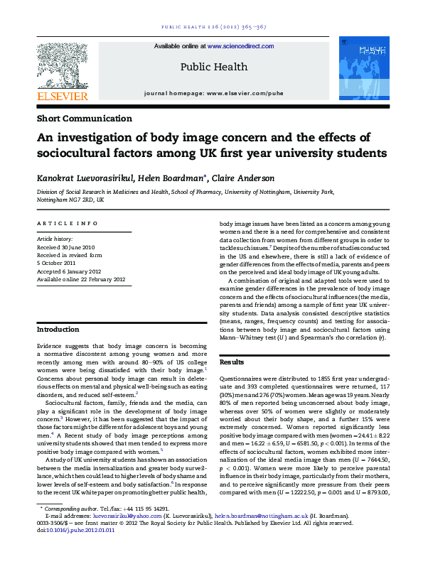 (PDF) Body Image Concerns in UK Uni Students: A Study