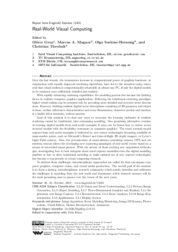 (PDF) Real-world Visual Computing Edited in Cooperation with Felix Klose