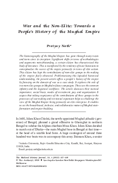 (PDF) War and the Non-Elite: Towards a People's History of the Mughal ...