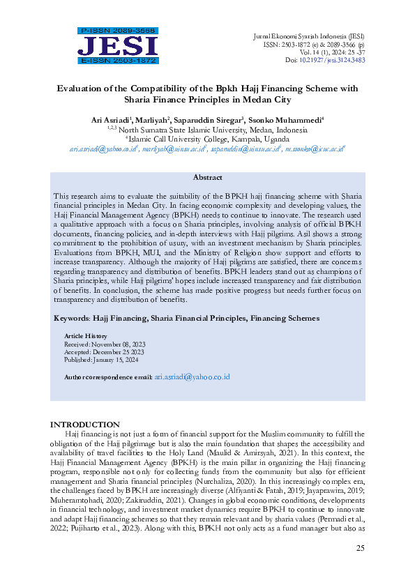 (PDF) Evaluation of the Compatibility of the Bpkh Hajj Financing Scheme ...