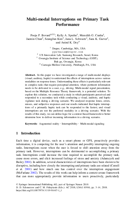 (PDF) Multi-modal Interruptions on Primary Task Performance