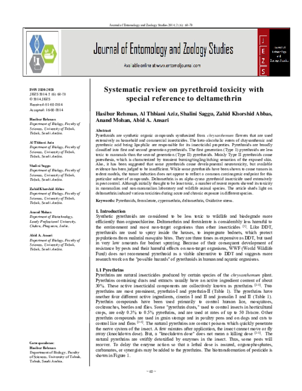 Pdf Systematic Review On Pyrethroid Toxicity With Special Reference