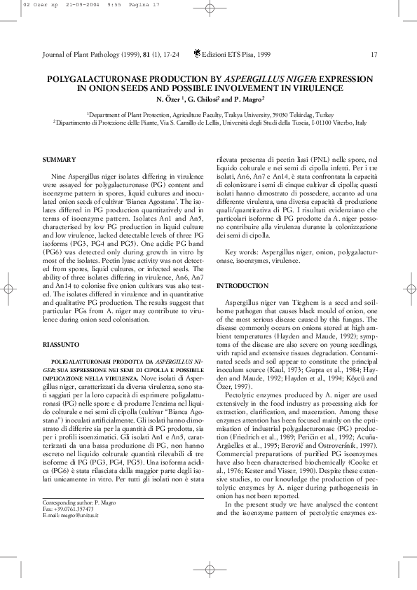 Pdf Polygalacturonase Production By Aspergillus Awamori On Wheat In Solid State Fermentation