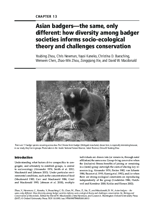 (PDF) Asian badgers—the same, only different: how diversity among ...