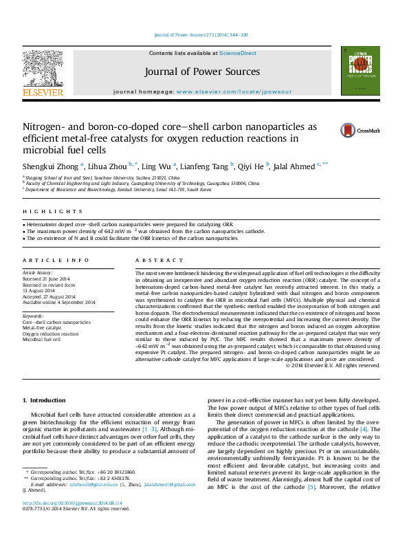 (PDF) Nitrogen- and boron-co-doped core–shell carbon nanoparticles as ...