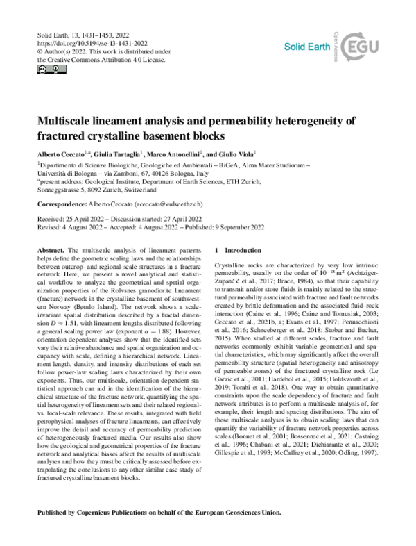 (PDF) Multiscale lineament analysis and permeability heterogeneity of fractured crystalline ...